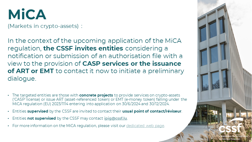 Markets in Crypto-Assets (MiCA/MiCAR) – CSSF